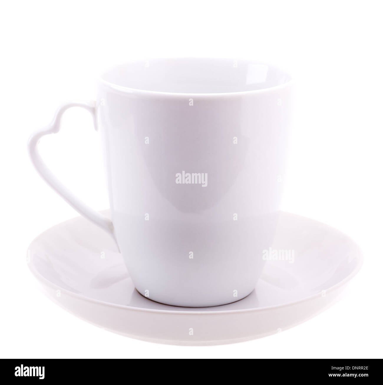 White Cup On Plate Isolated On White Background Stock Photo - Alamy