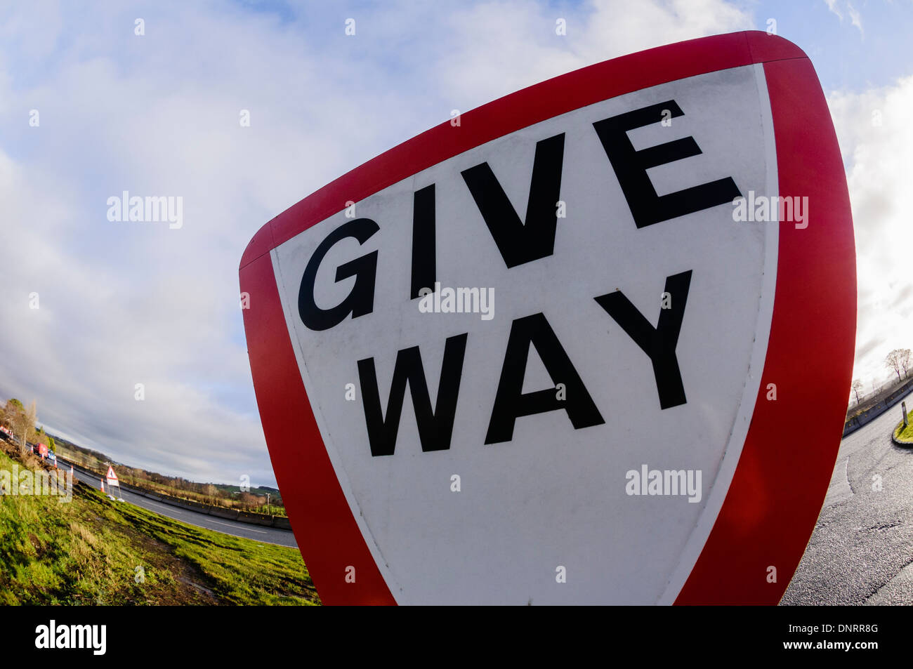 Priority road sign on sky hi-res stock photography and images - Alamy