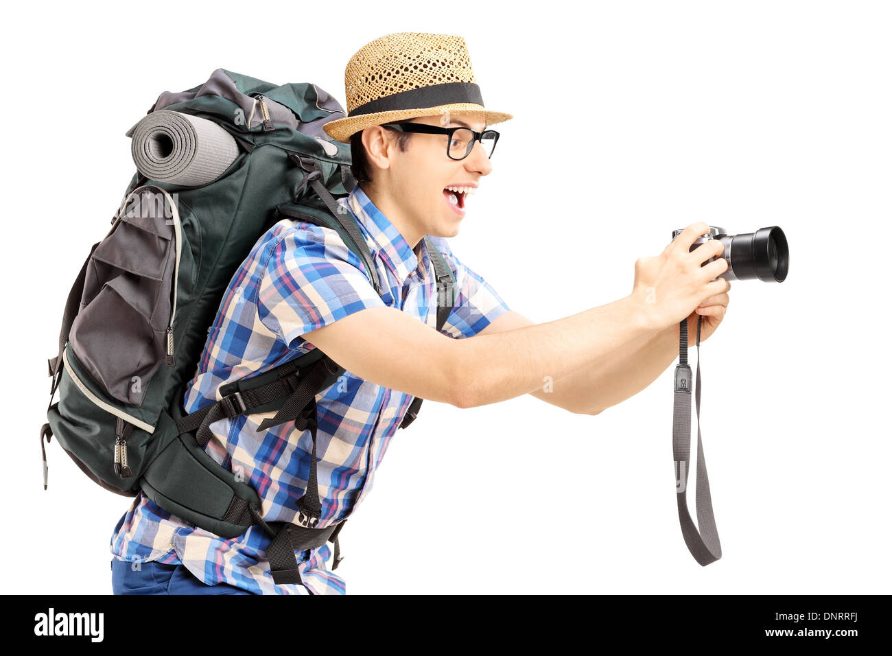 Tourist man taking travel Cut Out Stock Images & Pictures - Alamy