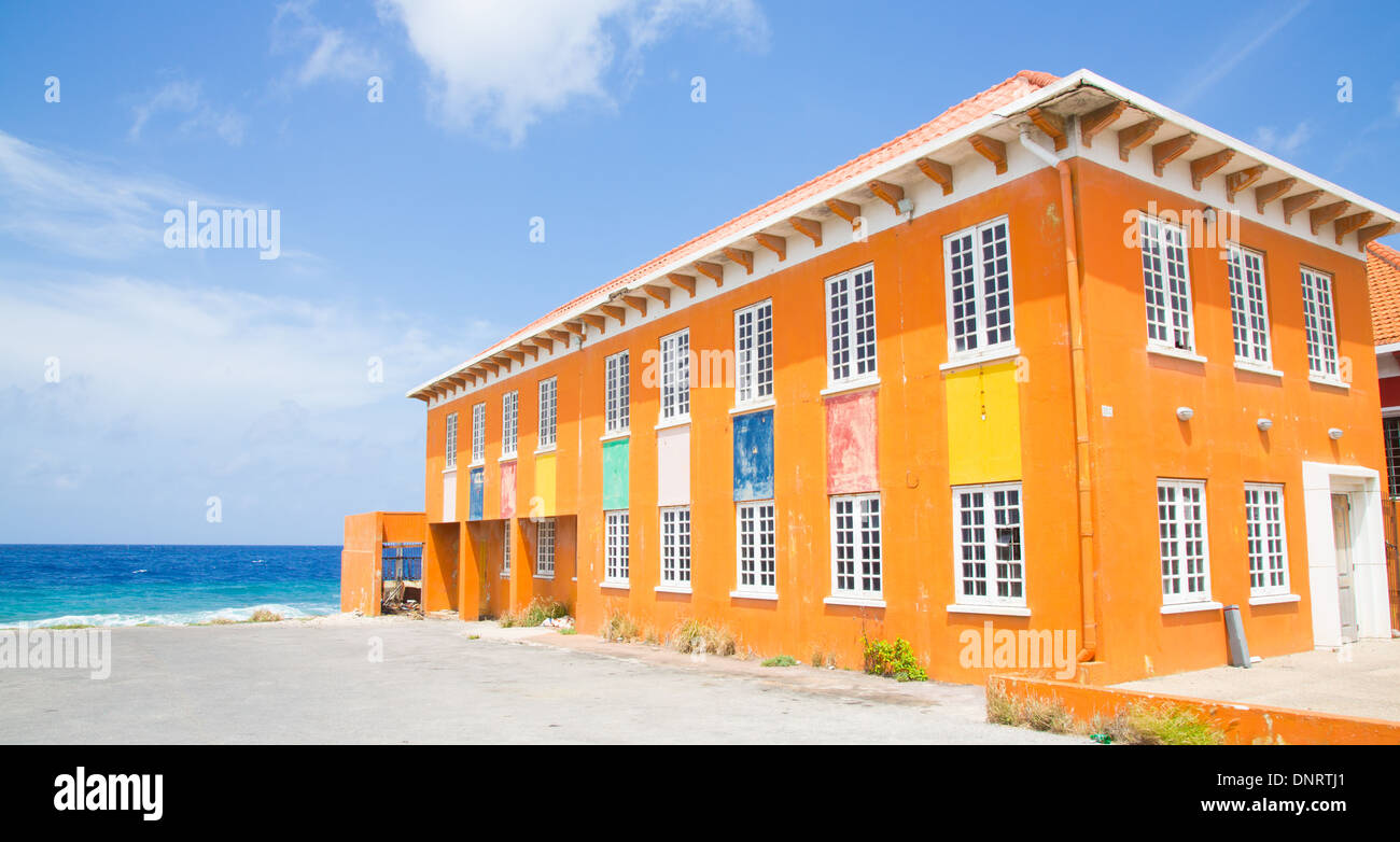 The bright colors of the dutch architecture in the city of Willemstad ...