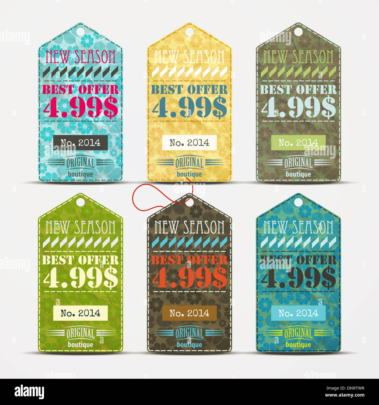 new set of price tags isolated on white background retro design Stock ...