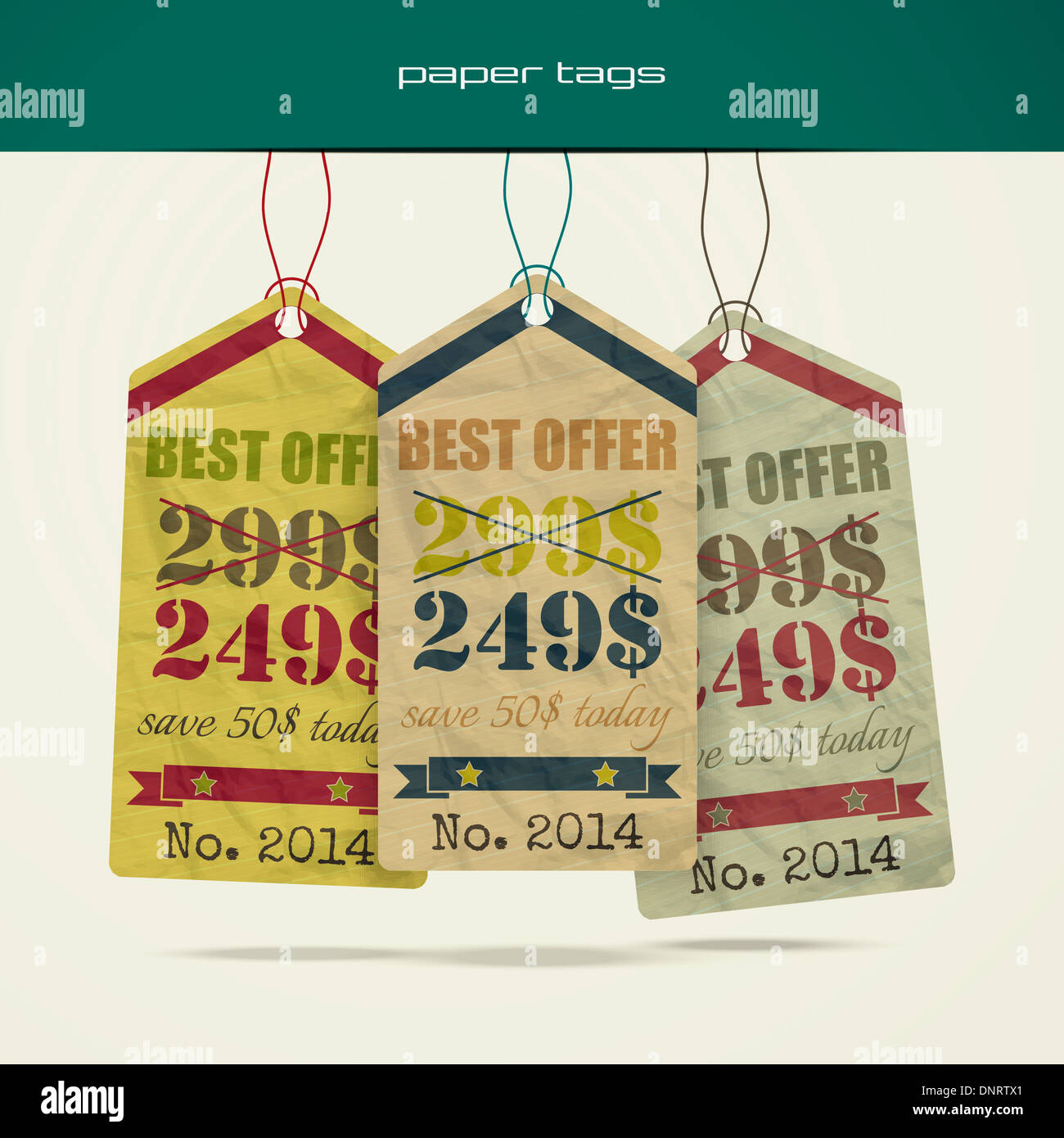 new set of vintage style paper tags isolated on white background design ...