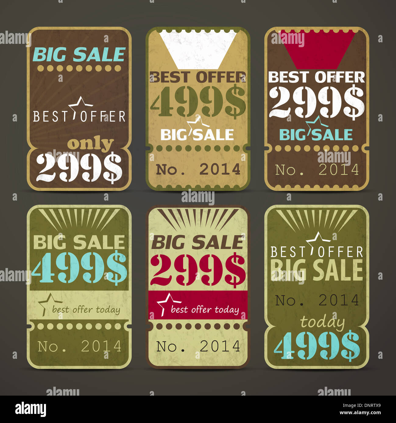 new set of vintage paper price banners can use like design elements ...