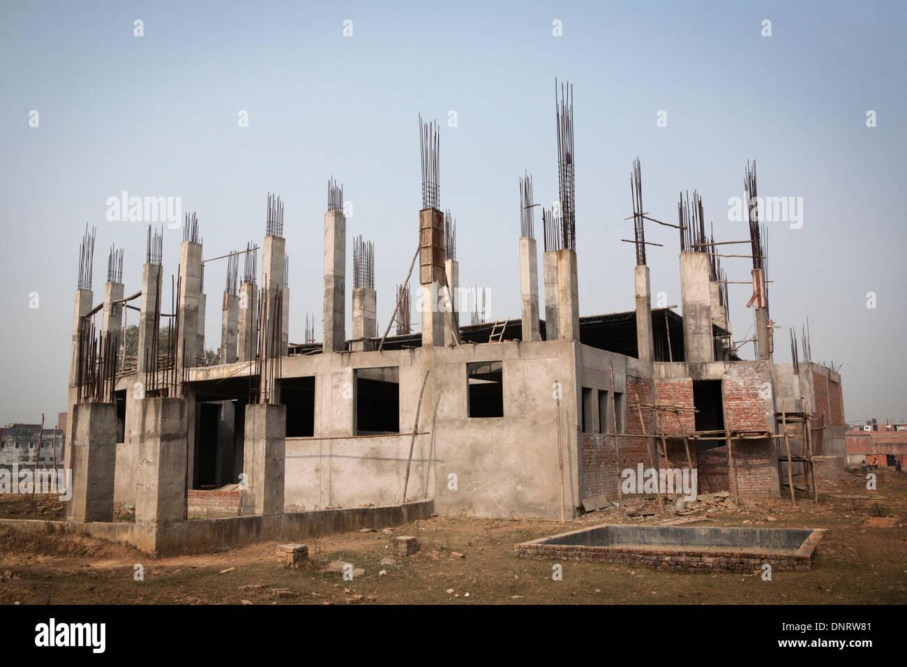 An unfinished but seemingly abandoned building in Sarnath, Uttar ...