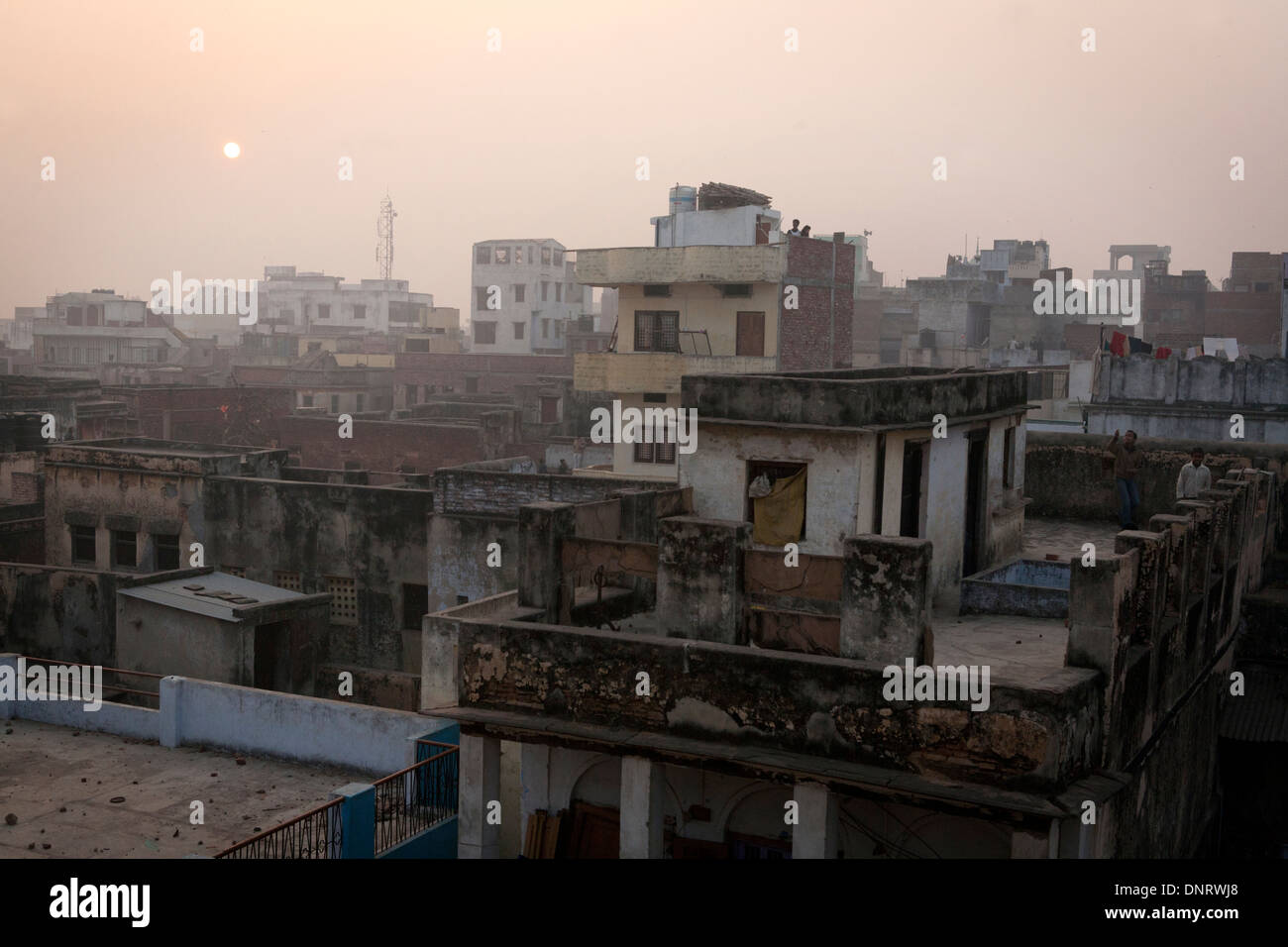 The rooftops of Varanasi (Benares) at sunset Stock Photo - Alamy