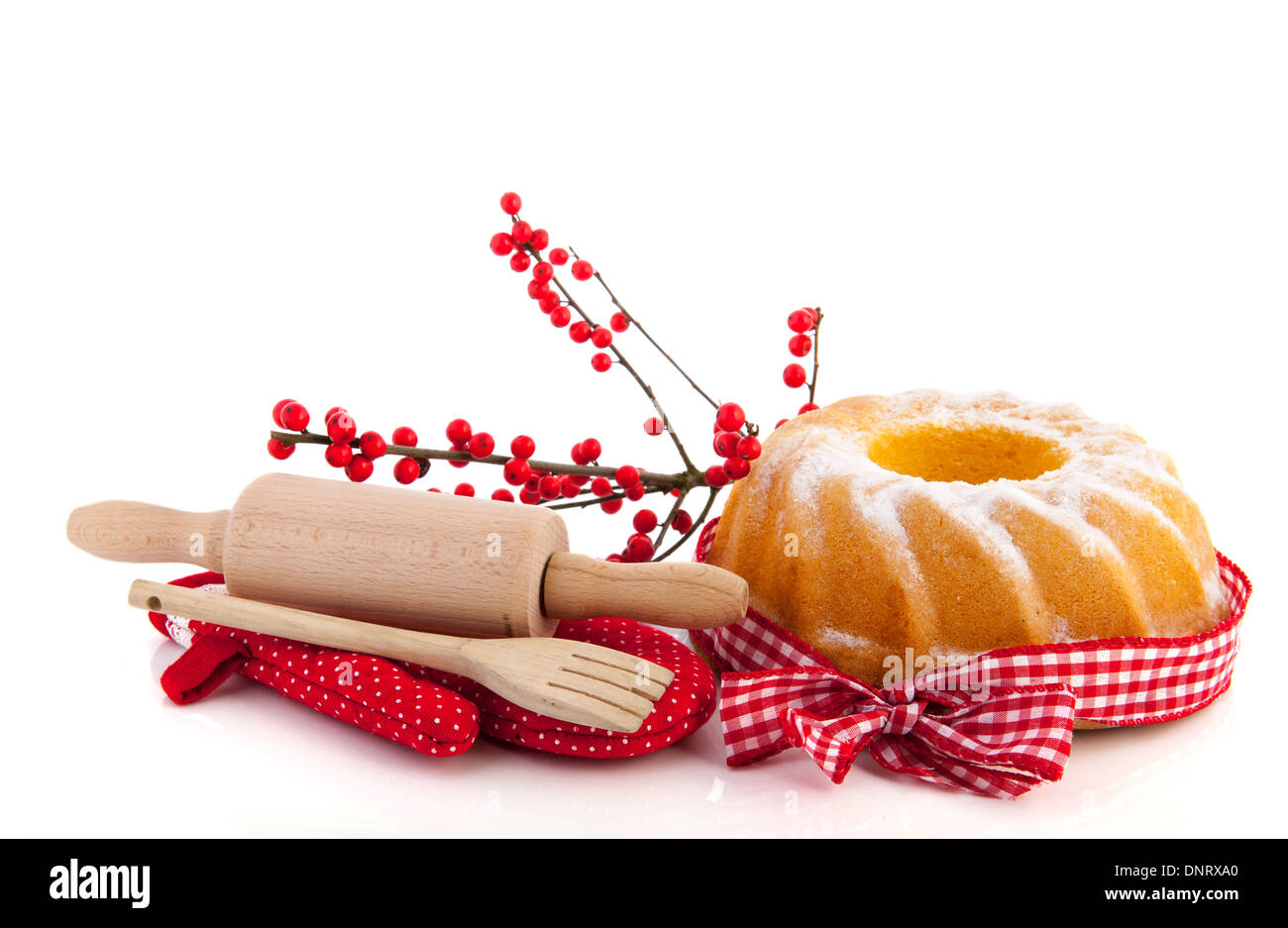 Baking turban and cookies for Christmas isolated over white background ...