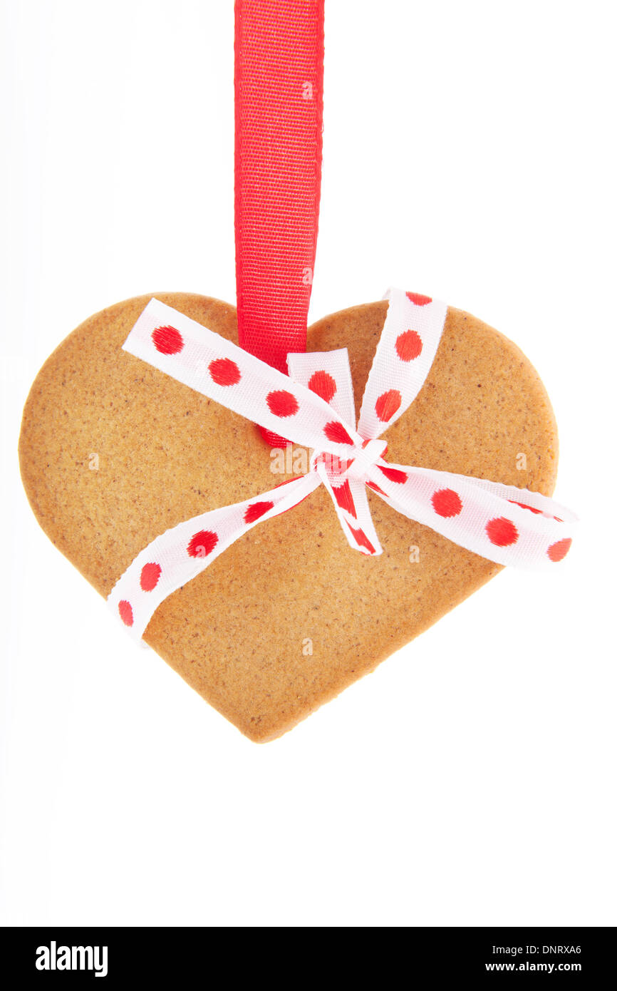 hanging Christmas Ginger heart isolated over white background Stock ...