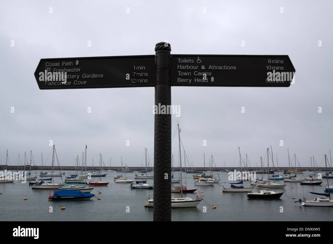 Sign Post Brixham Harbour Stock Photo - Alamy