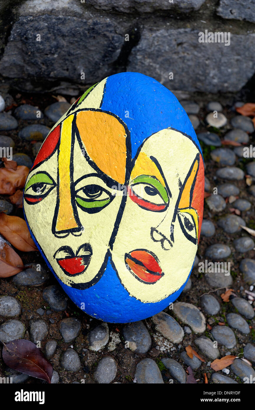 large stones with faces painted on Stock Photo - Alamy