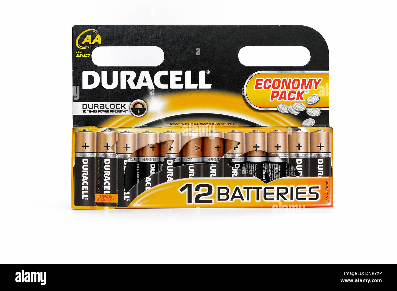 Duracell economy 12 pack duralock batteries AA Stock Photo - Alamy