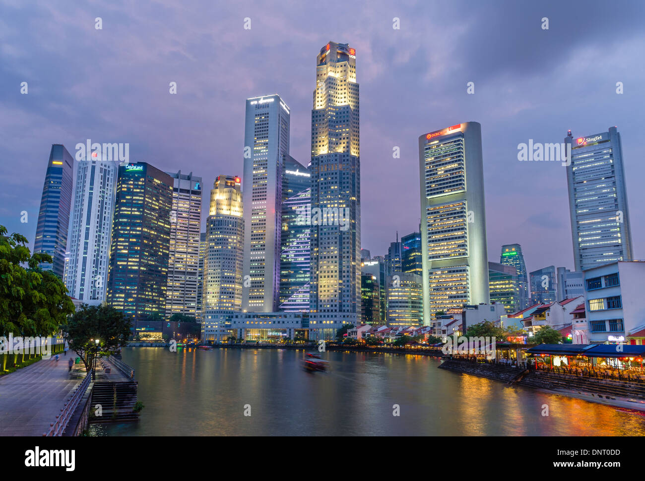 Night View of High-rise Buildings, Singapore Stock Photo - Alamy