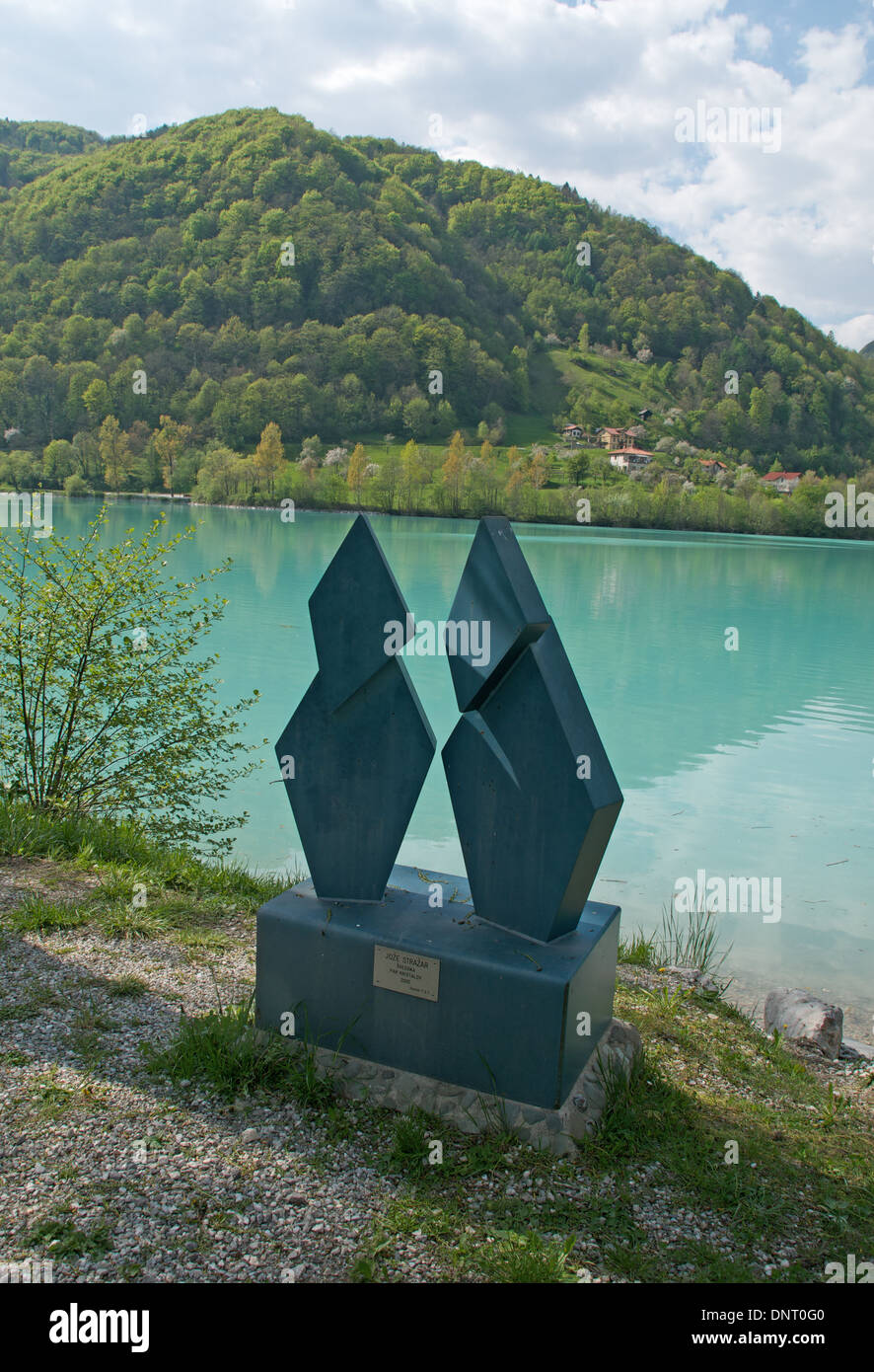 Modern art installation by river Soca in Slovenia Stock Photo - Alamy