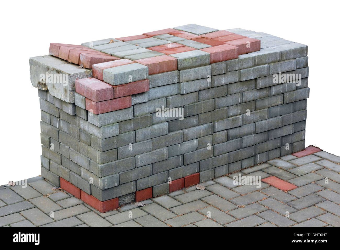 Neat stack of concrete blocks and bricks for construction of tile ...
