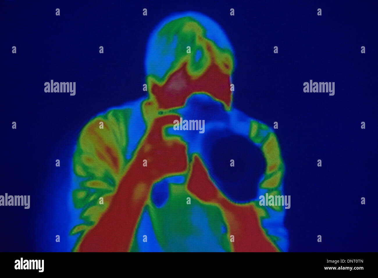 Portrait of photographer by Thermographic or infrared camera Stock ...