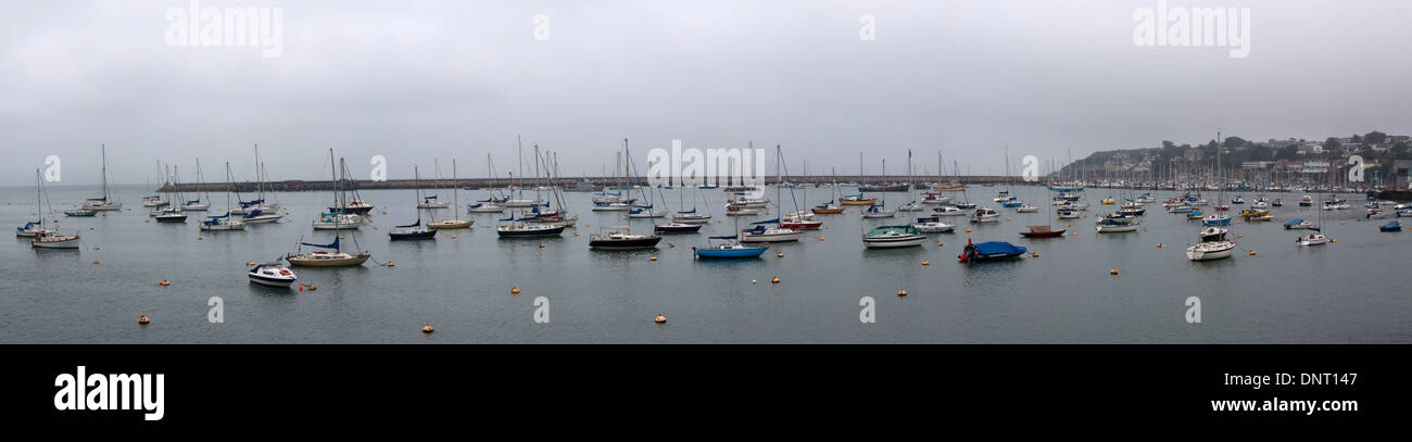 Brixham Harbour Panoramic Stock Photo - Alamy