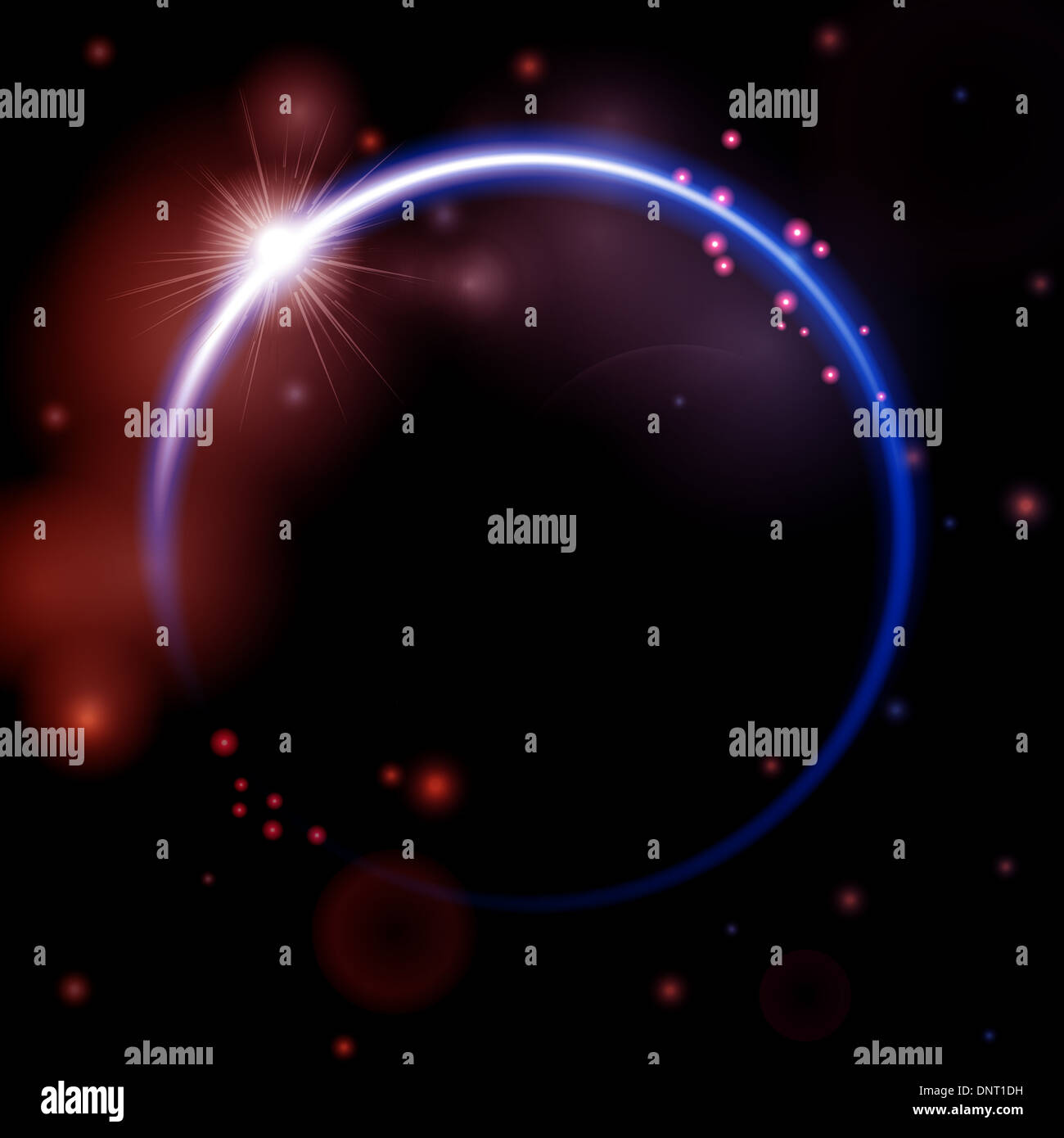 Neon border with star burst and lens flares on black Stock Photo - Alamy