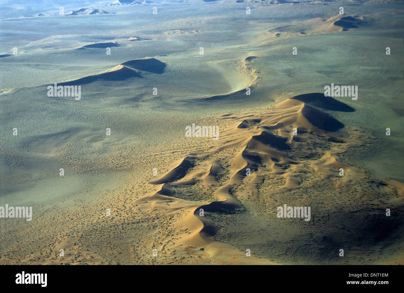 Aerial view of dunes, south of Kuiseb river, Namib-Naukluft NP, Namibia ...
