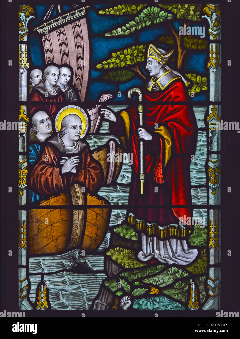 Saint Columba. Detail of window. Church of Saint Michael. Bowness-on ...