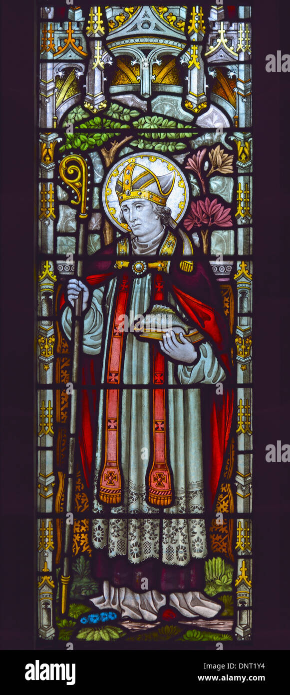 Saint Kentigern. Detail of window. Church of Saint Michael. Bowness-on ...