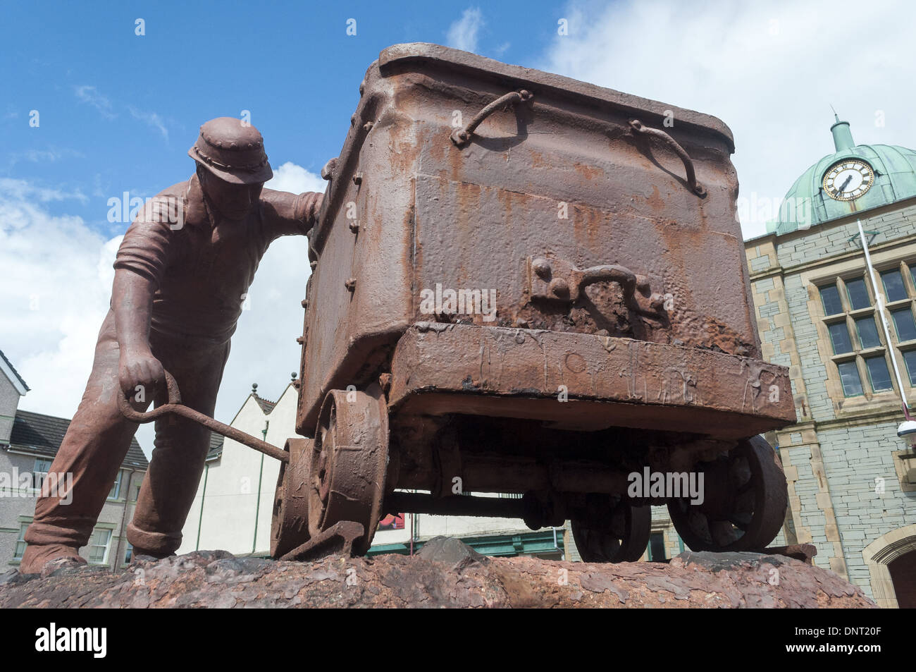 Statue of the Hodbarrow Miner, Market Square, Millom, England Stock ...
