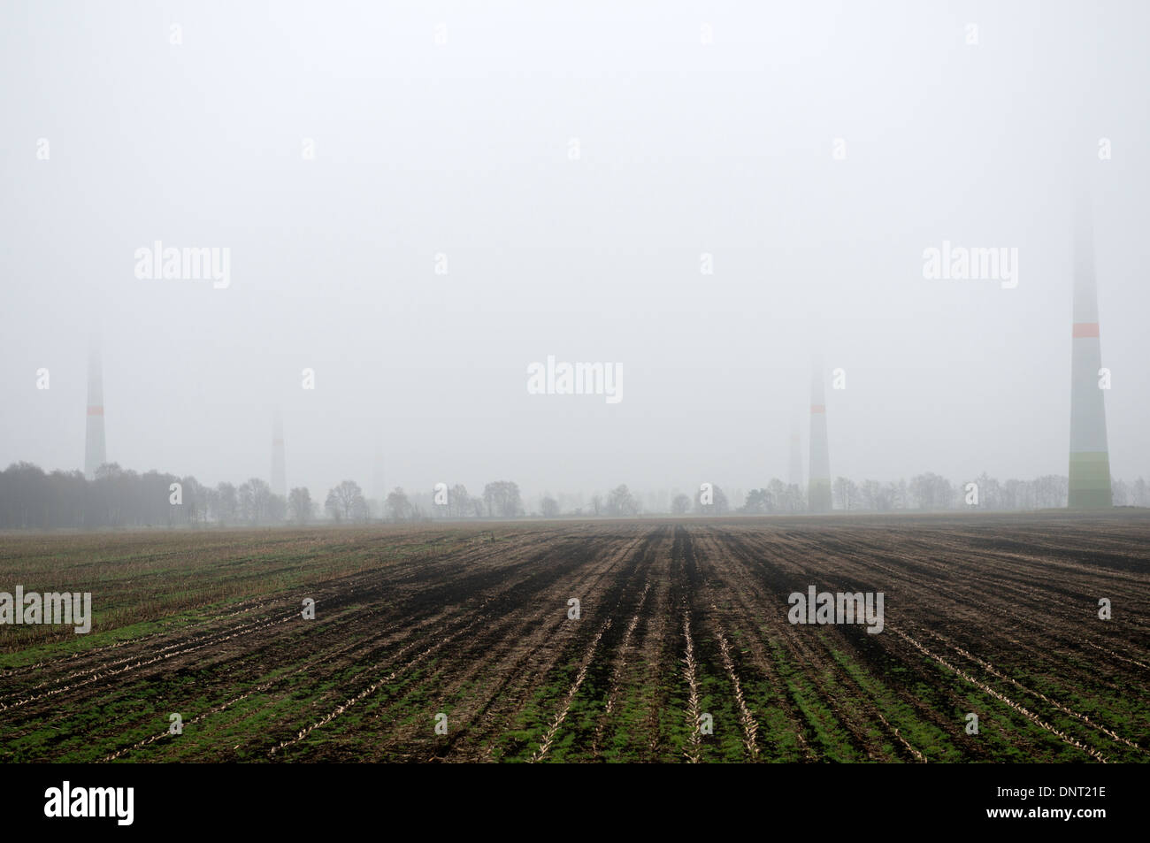 Windturbines in fog hi-res stock photography and images - Alamy