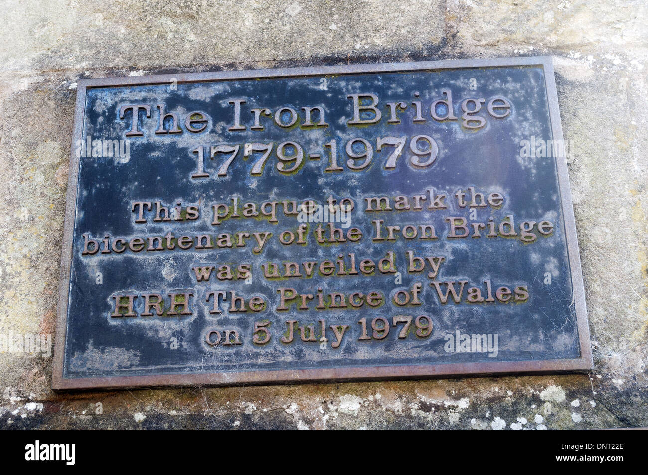 Plaque marking the bicentenary of the Iron Bridge in Shropshire ...