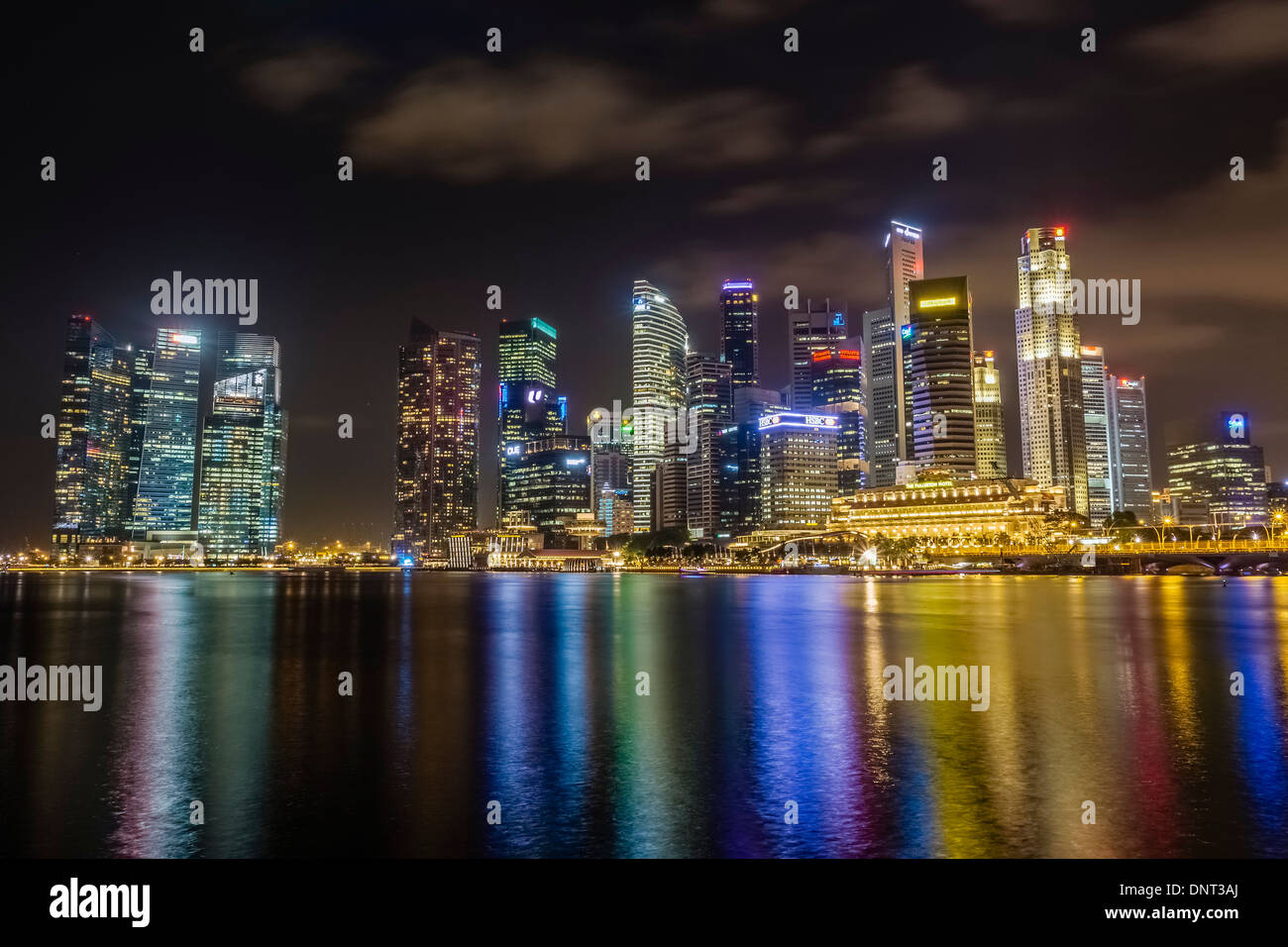 Night View of High-rise Buildings, Singapore Stock Photo - Alamy