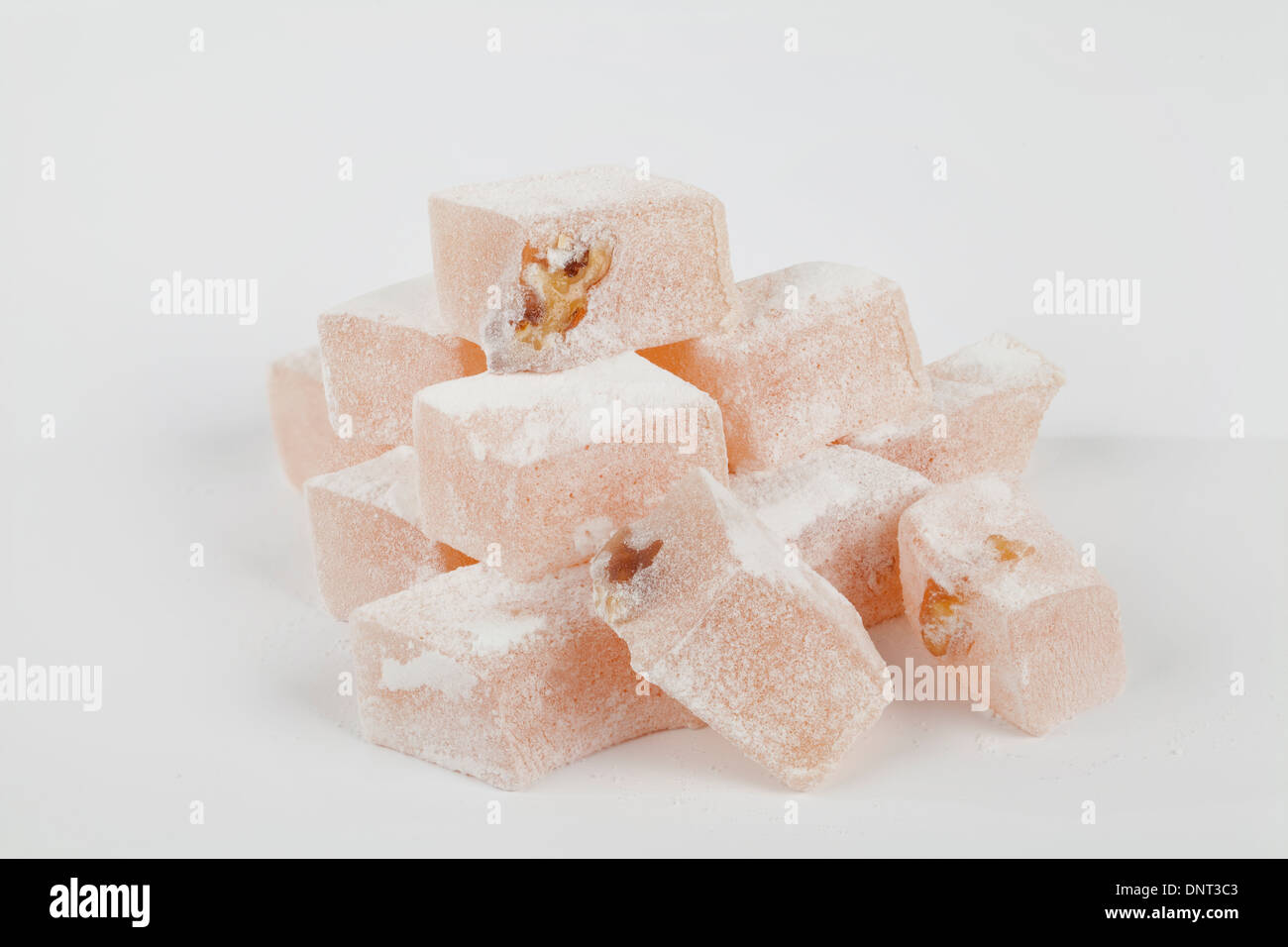 Turkish delight on white background Stock Photo - Alamy