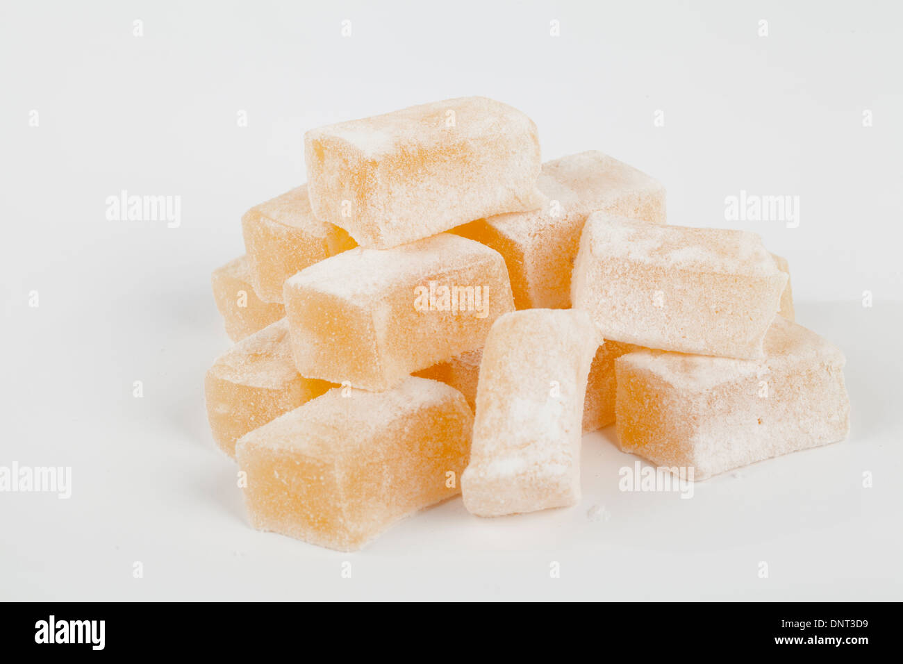 Turkish delight on white background Stock Photo - Alamy