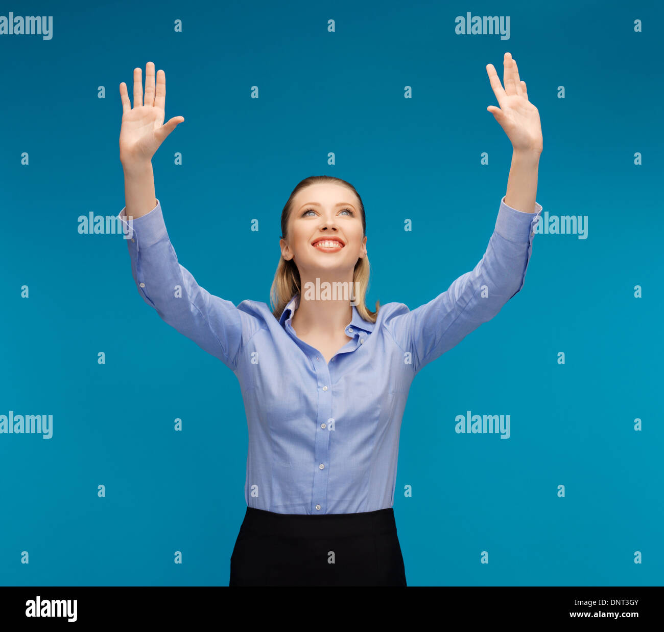 woman working with something imaginary Stock Photo - Alamy
