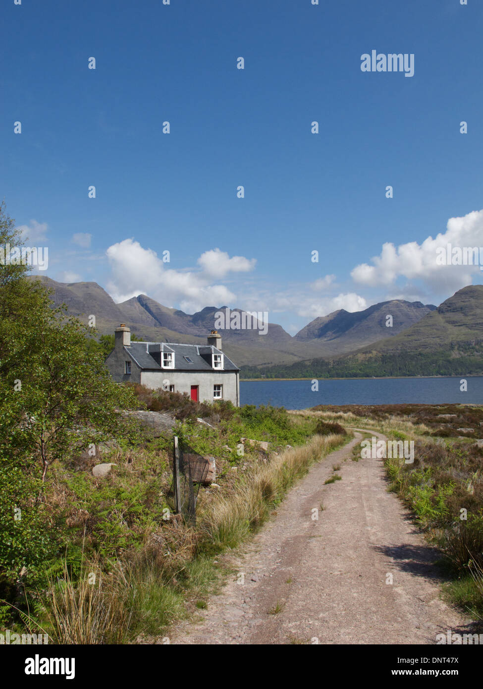 Cottage at the side of Upper Loch Torridon, Wester Ross, Scotland Stock ...
