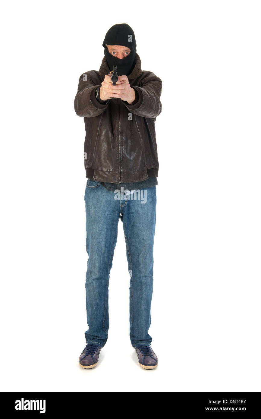 Sniper with gun in the studio Stock Photo - Alamy