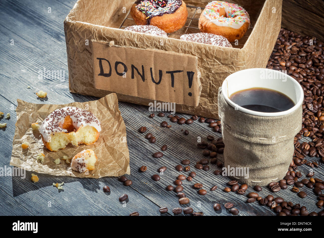 Fresh donuts to take away Stock Photo - Alamy