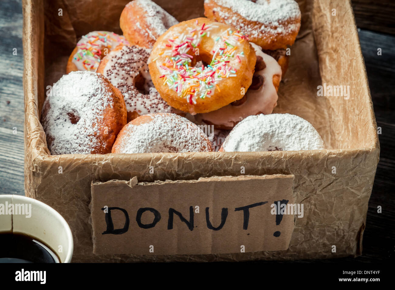 Box full of donuts ready to eat Stock Photo - Alamy
