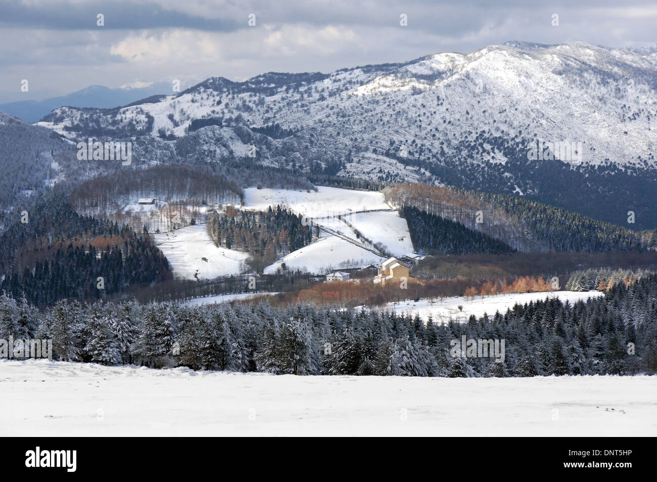 winter landscape with mountains in Basque Country Stock Photo - Alamy