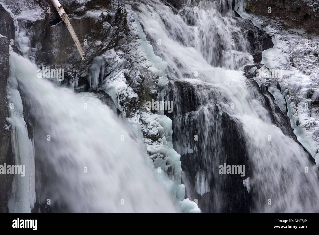 Snoqualmie Falls in winter amidst snow and ice, Snoqualmie, Washington ...