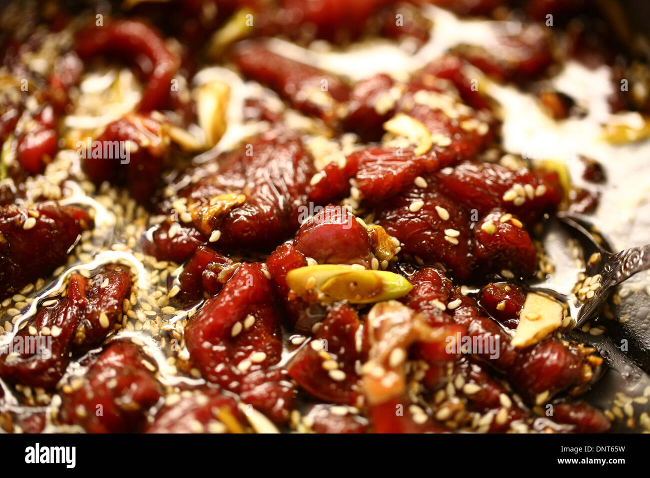 Raw beef marinated Stock Photo - Alamy