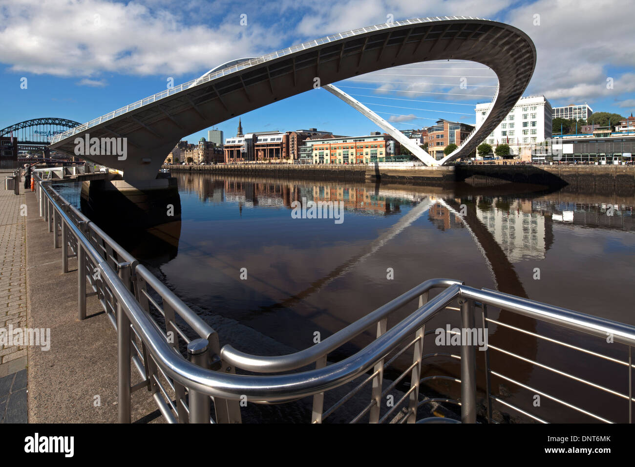 A daytime view of Gateshead Millennium Bridge during tilting as seen ...