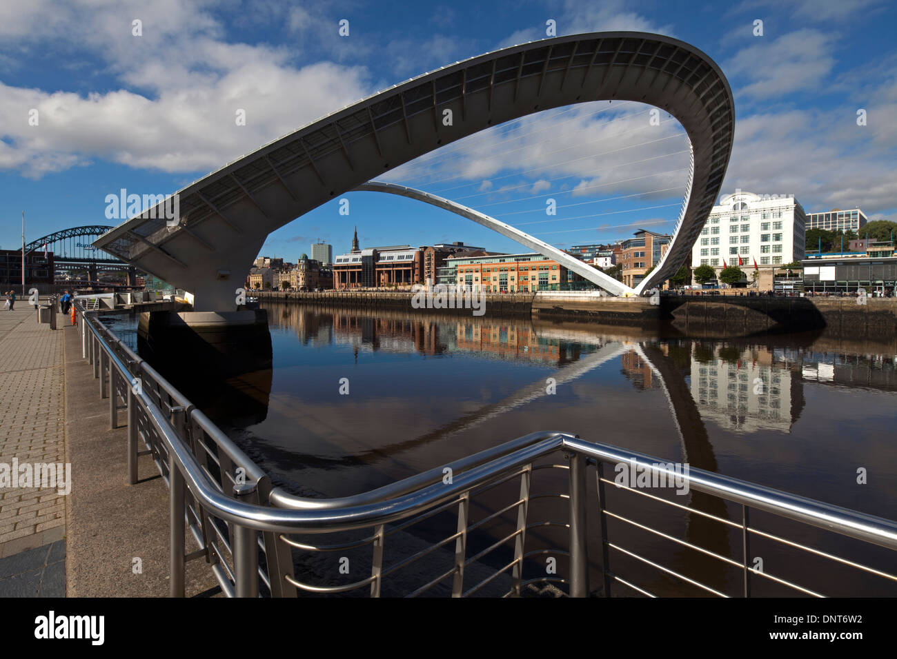 A daytime view of Gateshead Millennium Bridge during tilting as seen ...