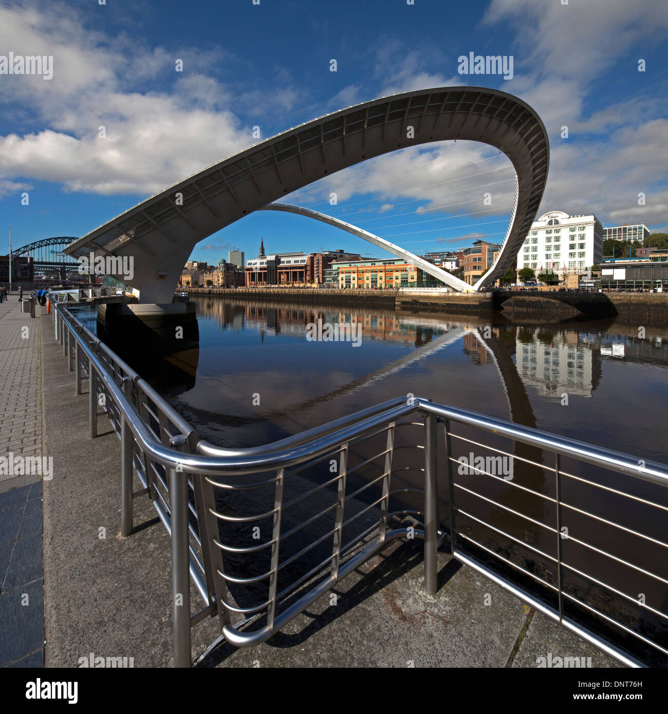 A daytime view of Gateshead Millennium Bridge during tilting as seen ...
