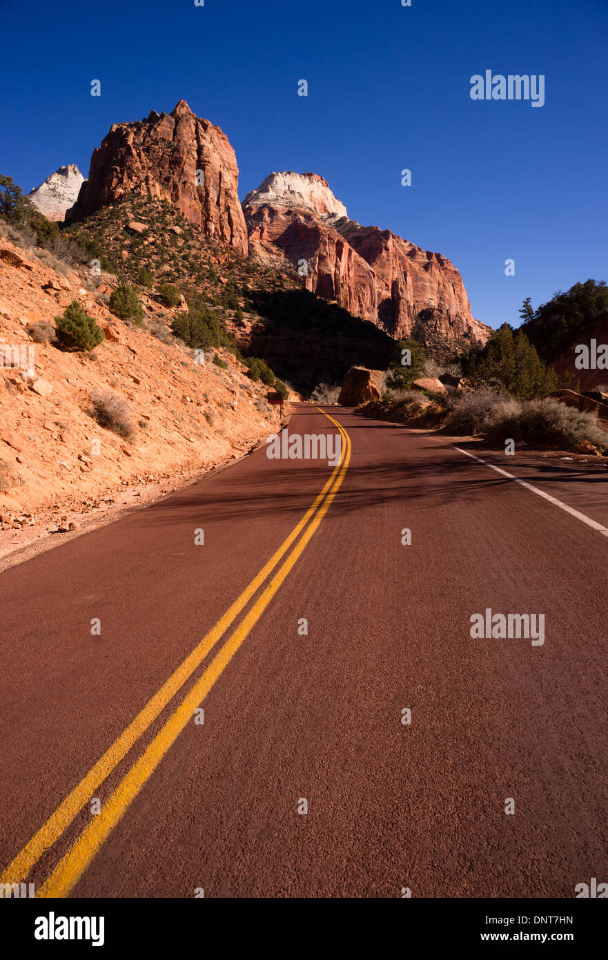 Two Lane Road Highway Travels Desert Southwest Utah Landscape Stock ...