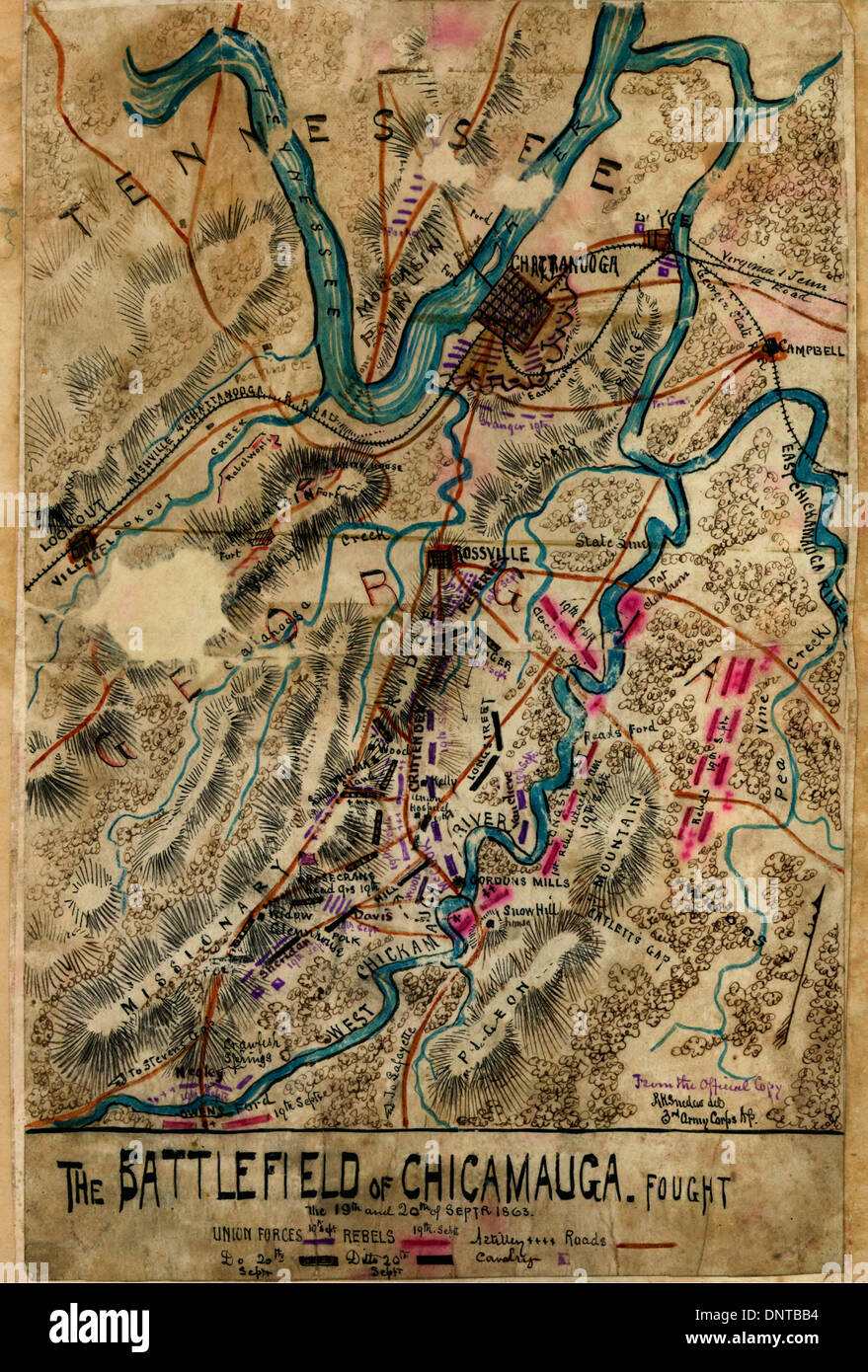 Map of the battlefield of chickamauga hi-res stock photography and ...