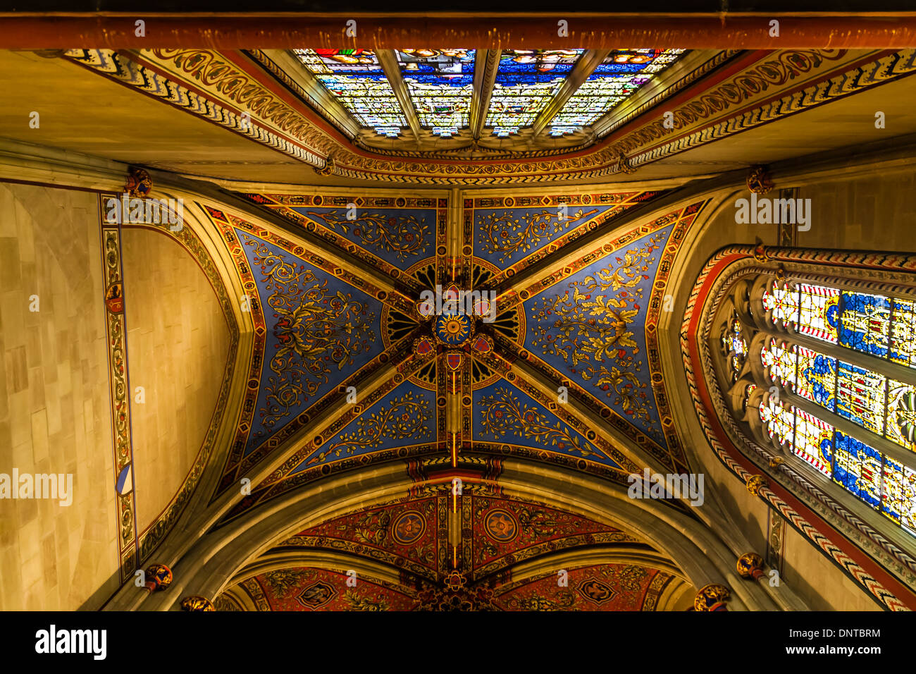 Arched ceiling of a side chapel inside the Cathedral of St. Pierre in ...