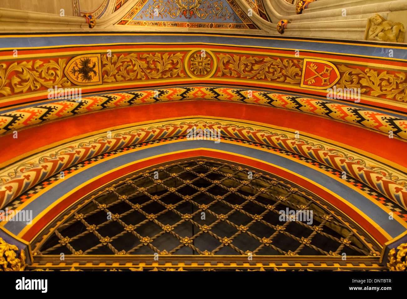 Decorative arch in the interior of the Cathedral of St. Pierre, Geneva ...