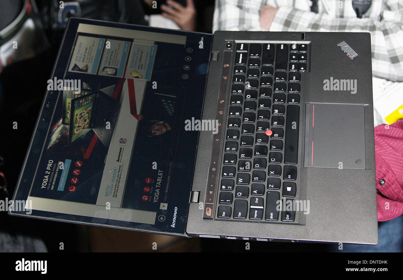 Las Vegas, Nevada, USA. 5th Jan, 2014. Lenove 'Thinkpad' laptop is ...
