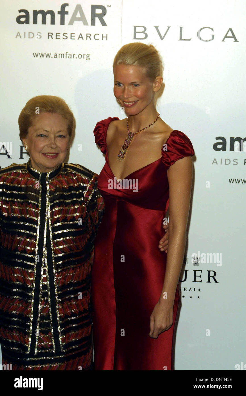 Aug. 31, 2001 - Dr. Mathilde Krim + Claudia Schiffer.Filmfest Venice ...