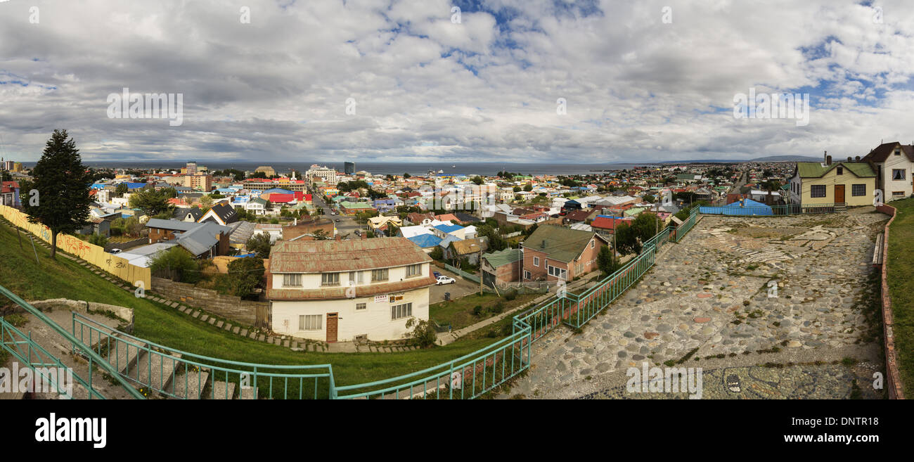 panorama of Punta Arenas in Patagonia Chile on the Straight of Magellan ...