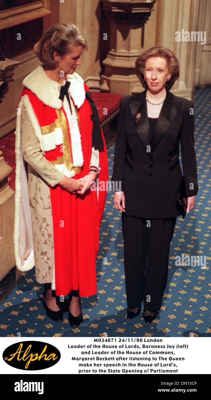 Baroness jay left and leader of the house of commons hi-res stock ...