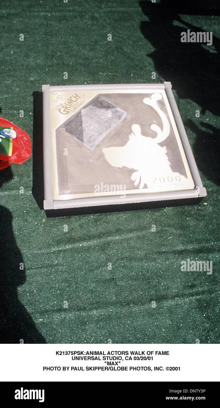 Mar. 20, 2001 - K21375PSK:ANIMAL ACTORS WALK OF FAME.UNIVERSAL STUDIO ...