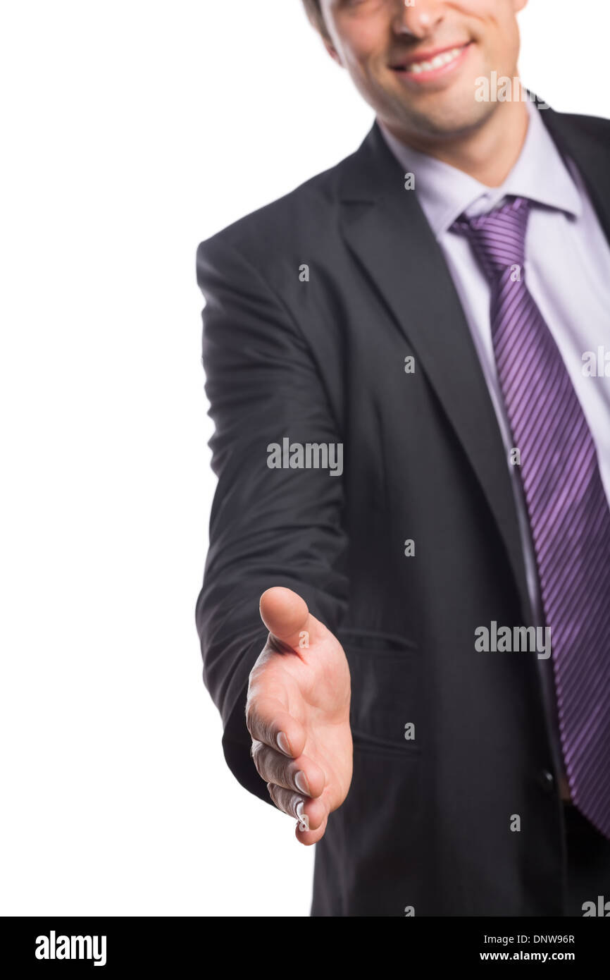 Smiling man white background handshake hi-res stock photography and ...